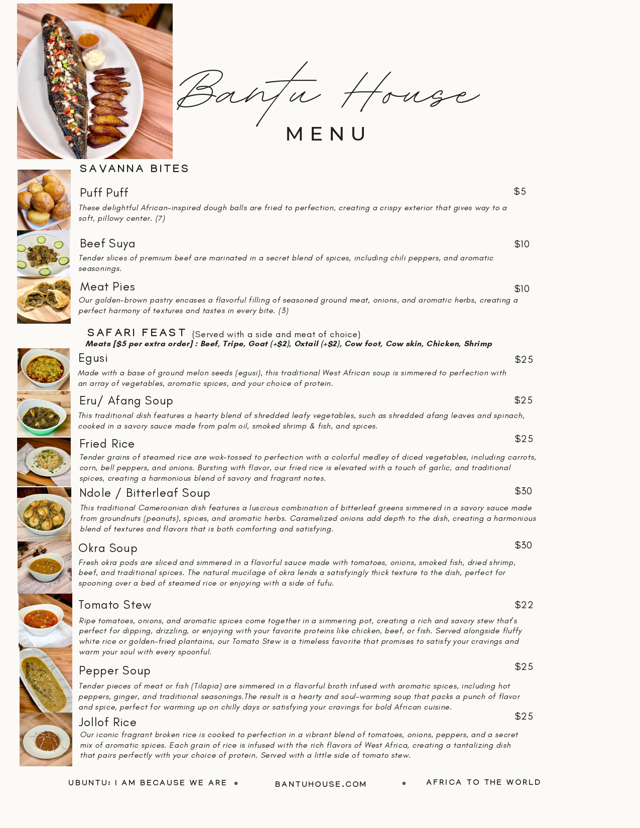 Menu - Bantu House: Best African Restaurant Cypress, TX